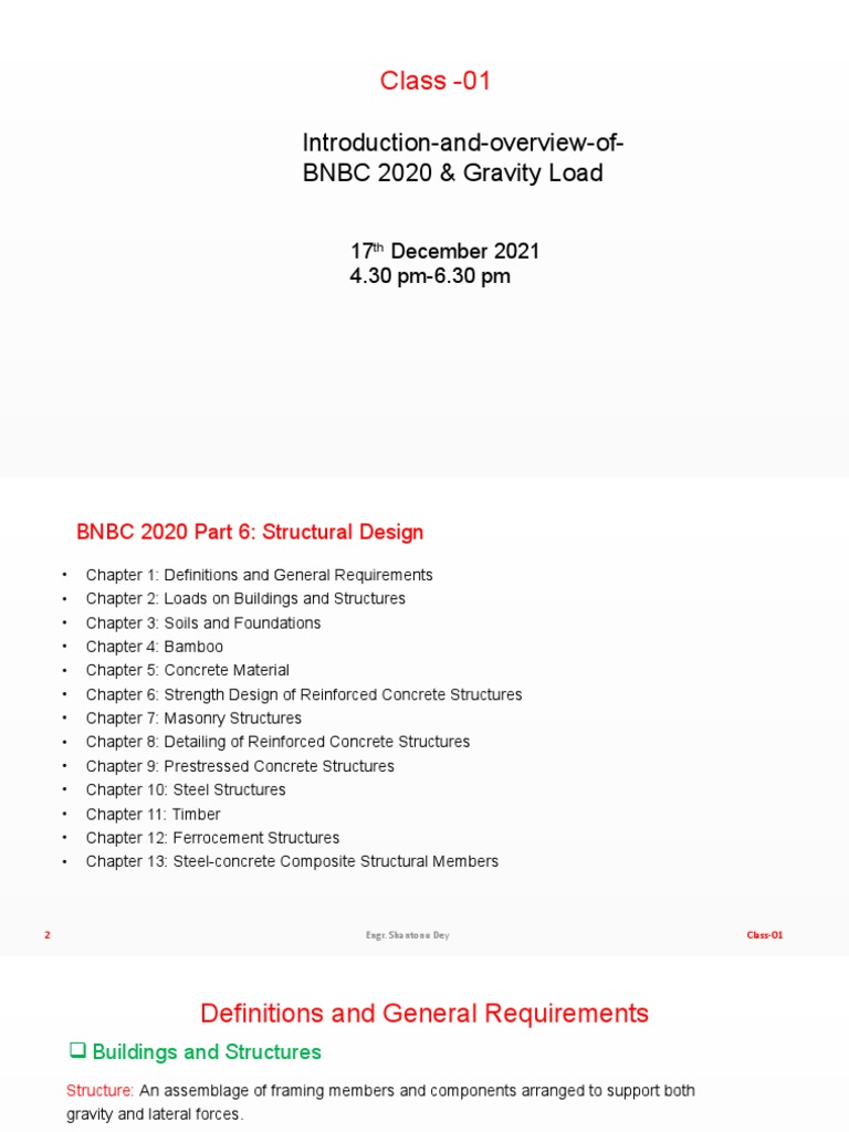 Class 01 (Ntroduction and Overview of BNBC 2020) | PDF | Framing ...