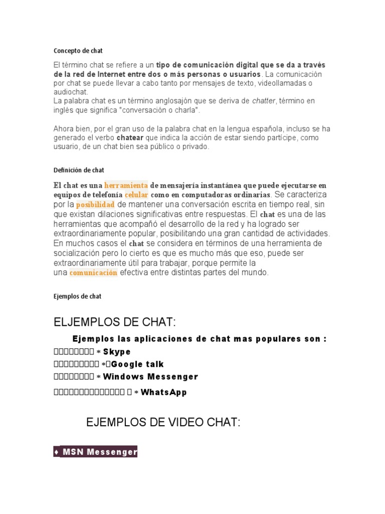 Concepto de Chat | PDF | Chat en linea | Mensajería instantánea