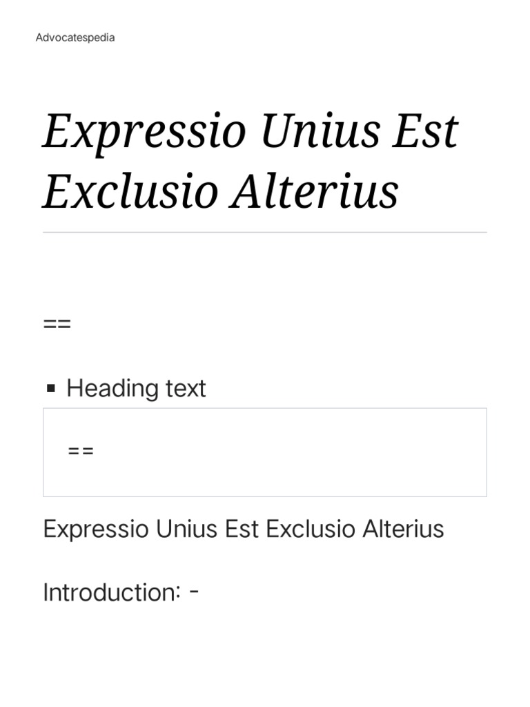 Expressio Unius Est Exclusio Alterius - Advocatespedia | PDF ...