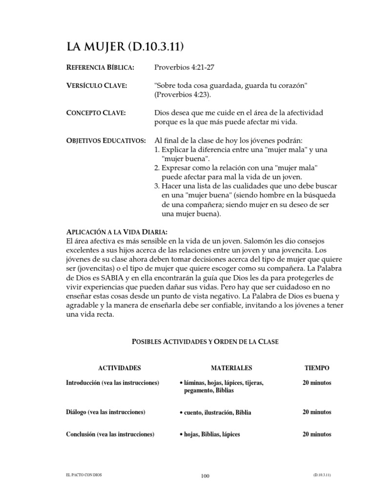 LA MUJER (D.10.3.11) REFERENCIA BÍBLICA - Proverbios 4-21-27. - Sobre ...