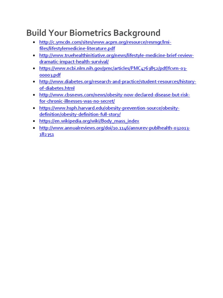 Build Your Biometrics Background | PDF | Wellness