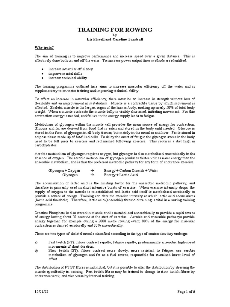 Training For Rowing | PDF | Muscle | Determinants Of Health