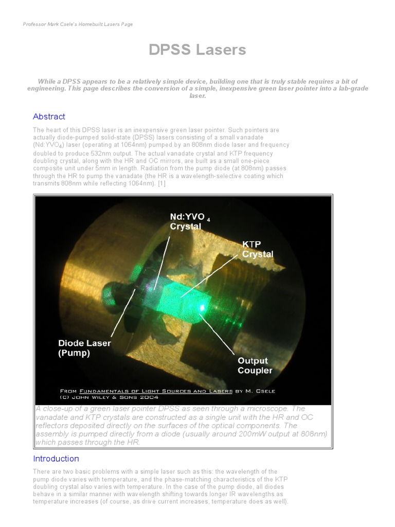 DPSS Laser Active Control | PDF | Laser | Optics