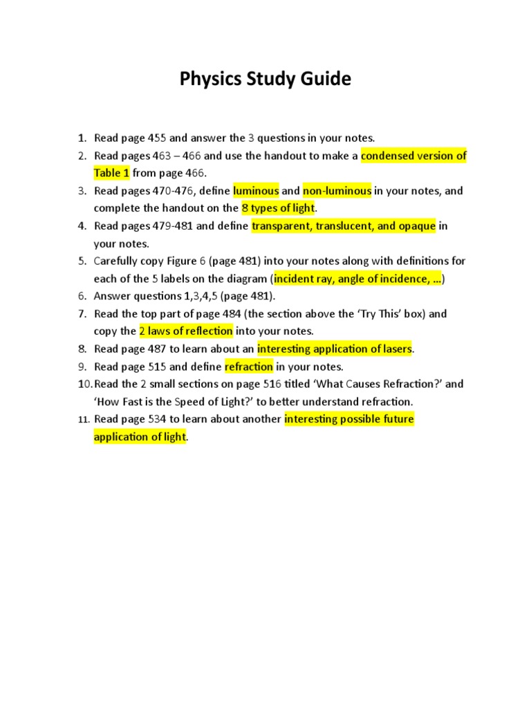 Physics Study Guide | PDF
