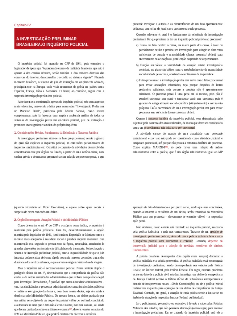 Direito Processual Penal Inquerito Policial Pdf Procedimento