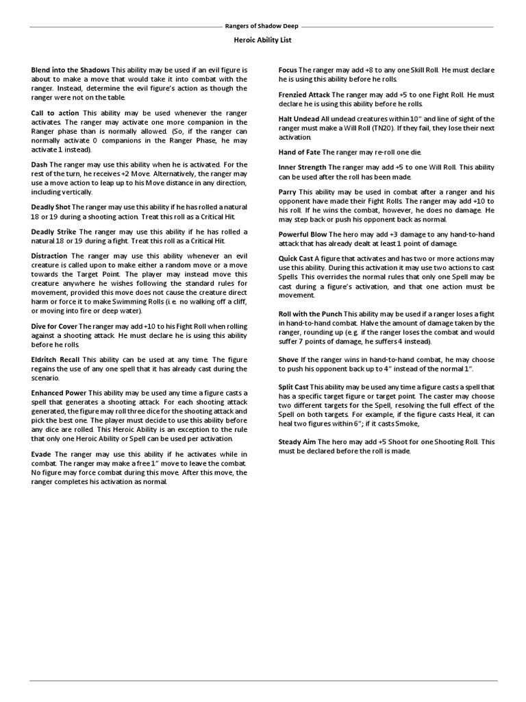 RoSD Heroic Abilities and Spells | PDF | History