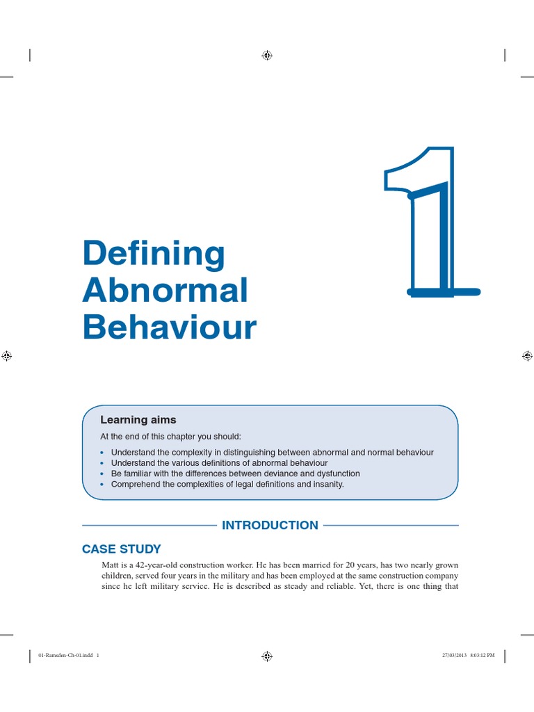 Defining Abnormal Behaviour: Case Study | PDF | Woman | Mental Disorder