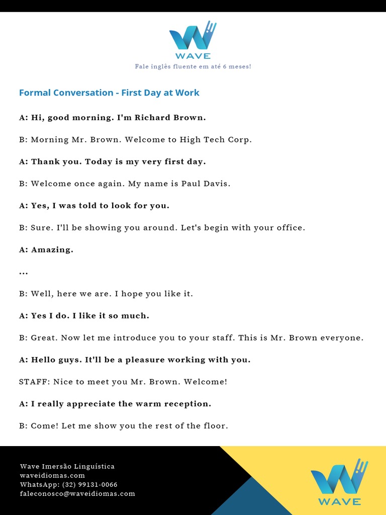 Wave Podcast - First Day at Work | PDF