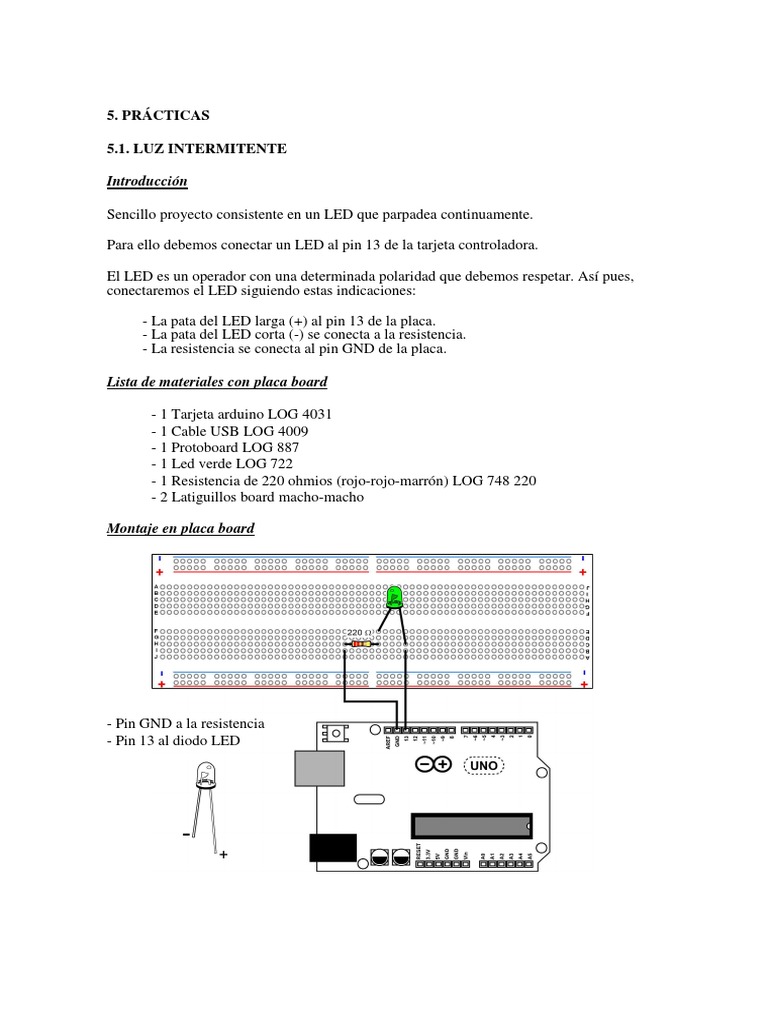 Introducción: 5. Prácticas 5.1. Luz Intermitente | PDF | Arduino | Semáforo