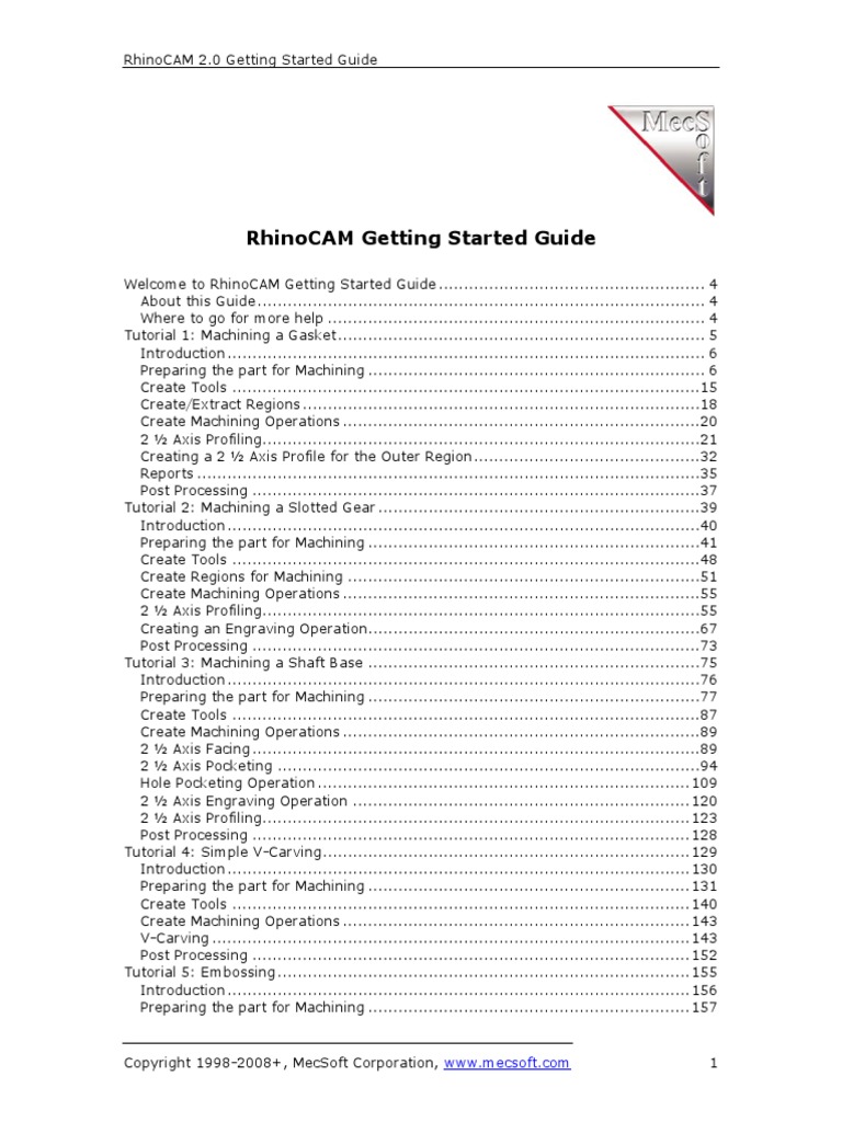 Rhino Cam Getting Started Guide | PDF | Machining | Machine Tool