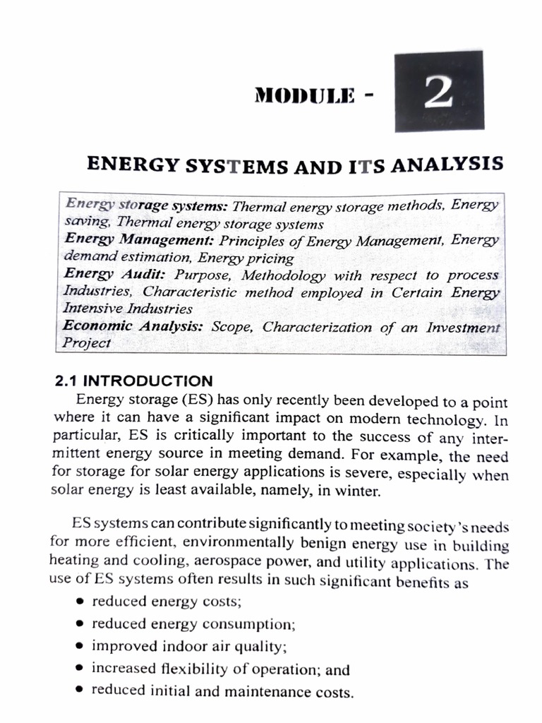 Module-2 Energy Systems & Analysis | Download Free PDF | Energy Storage ...
