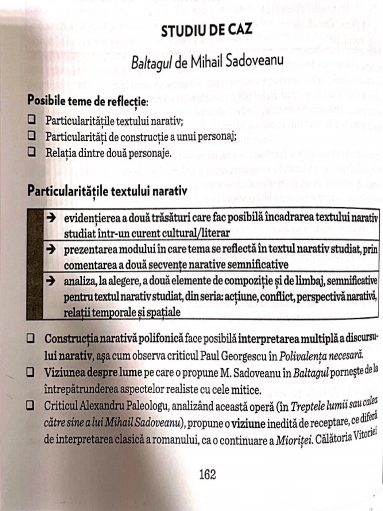Baltagul - M. Sadoveanu - Comentariu | PDF
