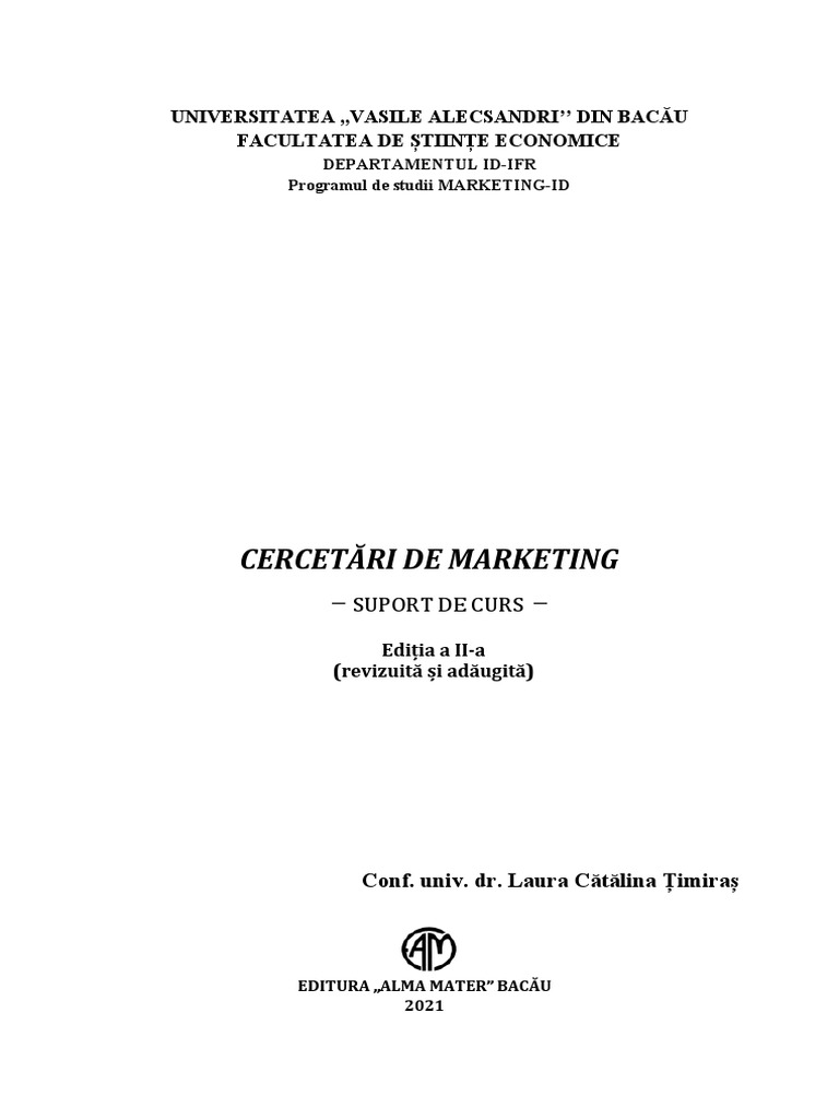 Cercetari de Marketing - Ed. II - 2021 | PDF