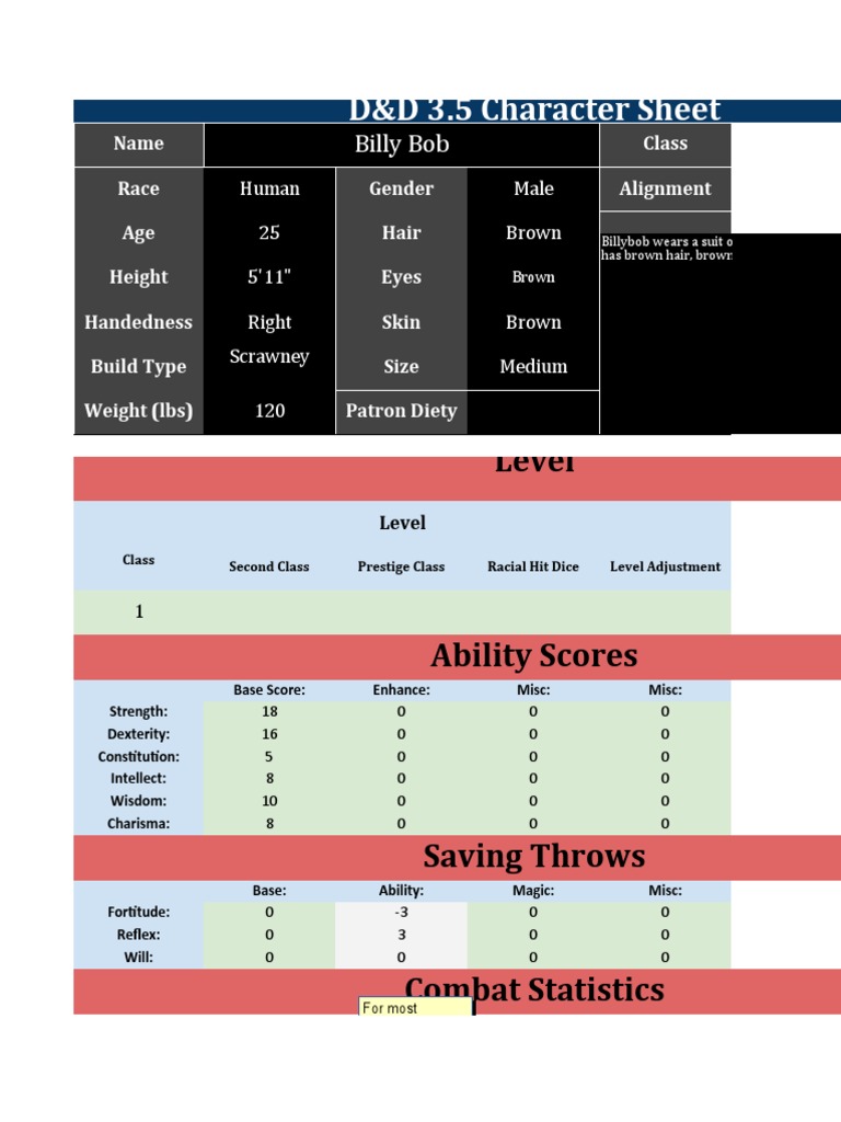 3.5 Character Sheet Template | PDF | Role Playing Games