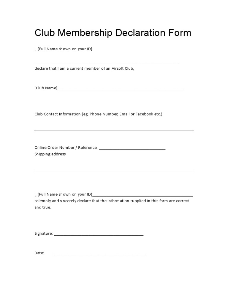Club Declaration Form | PDF