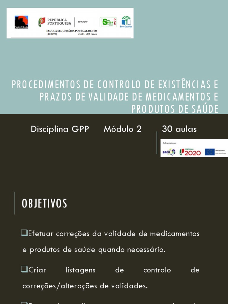 Procedimentos de Controlo de Existências e Prazos de Validade de ...
