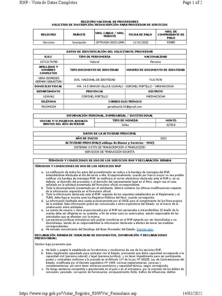 Instrucciones para Llenar Formulario RNP | PDF | Justicia | Crimen y violencia