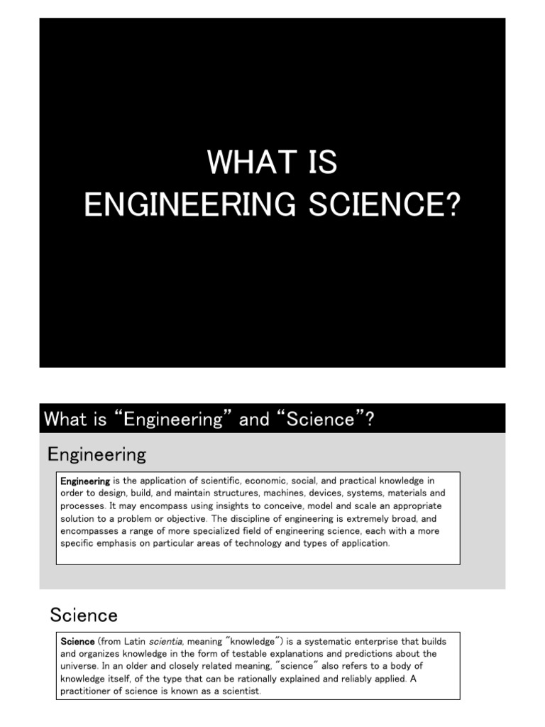 What Is Engineering Science? | PDF | Science | Engineering