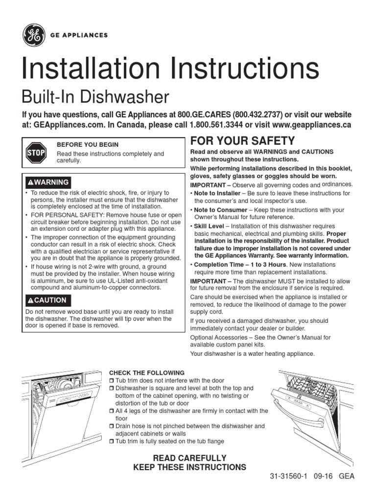 Ge Adora Dishwasher Manual
