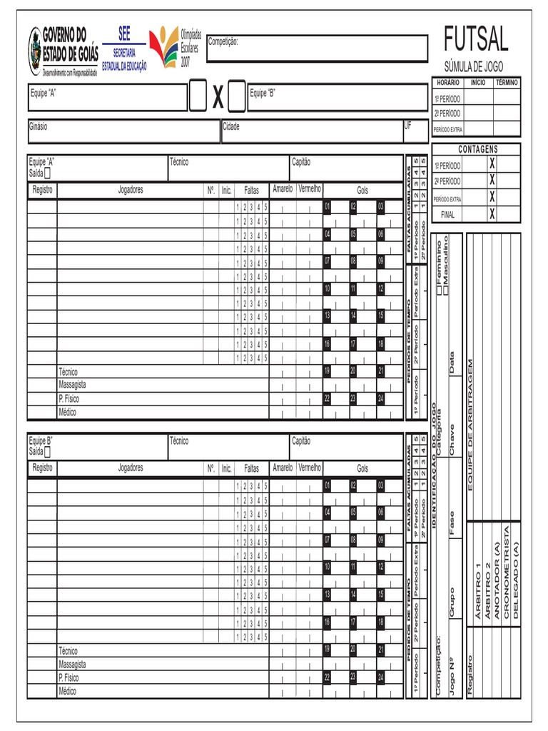 Súmula Futsal | PDF | Esportes