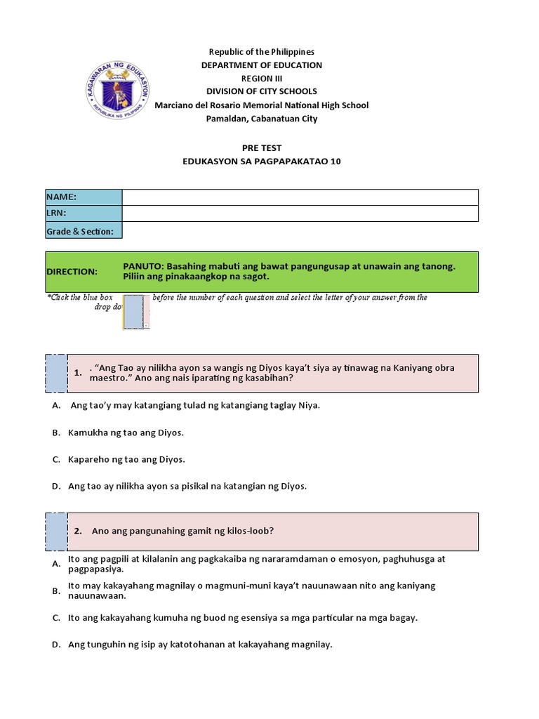 Pre Test Esp | PDF