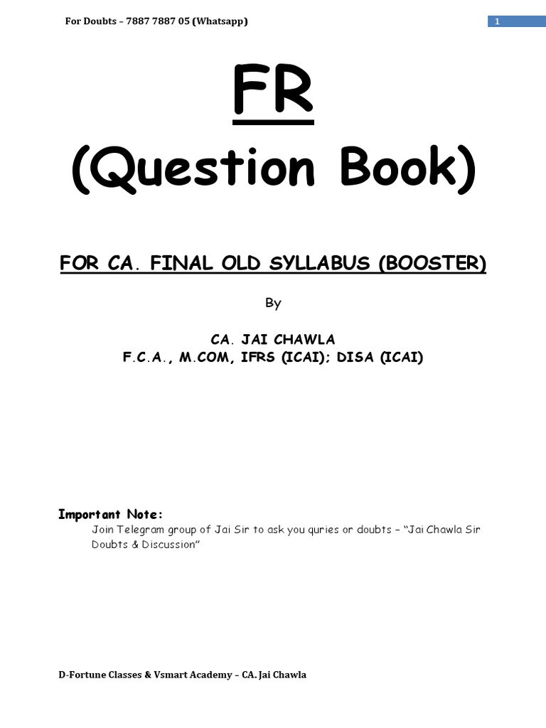 FR Old - Question Book | PDF | Equity (Finance) | Book Value