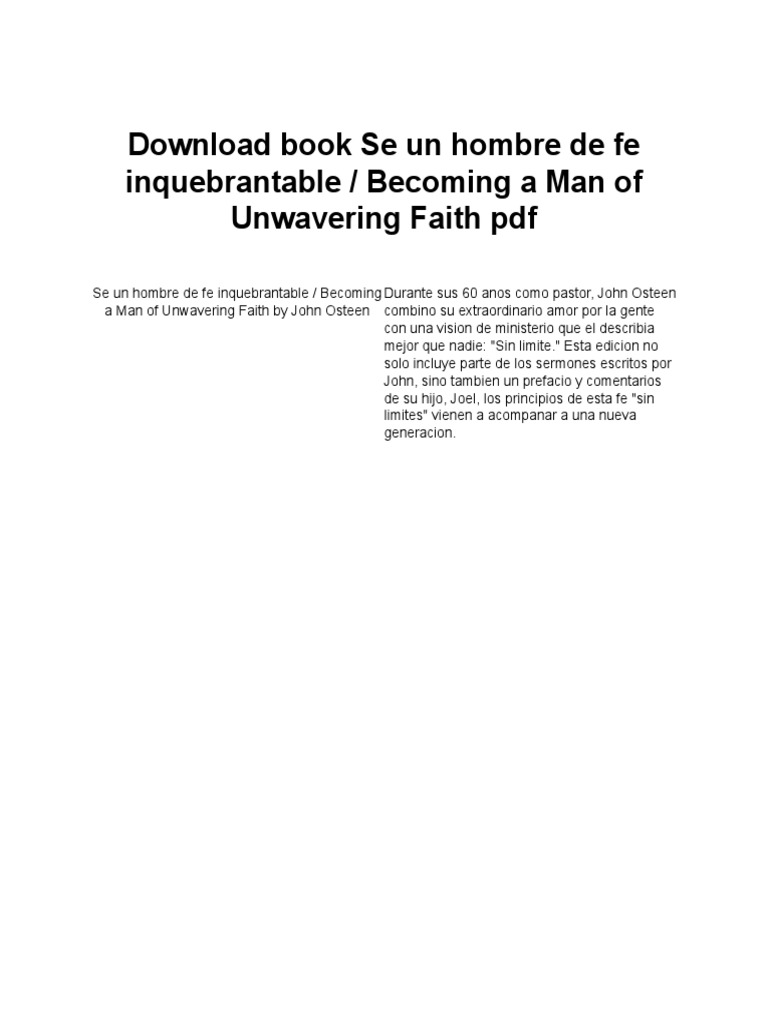 Se Un Hombre de Fe Inquebrantable - Becoming A Man of Unwavering Faith ...