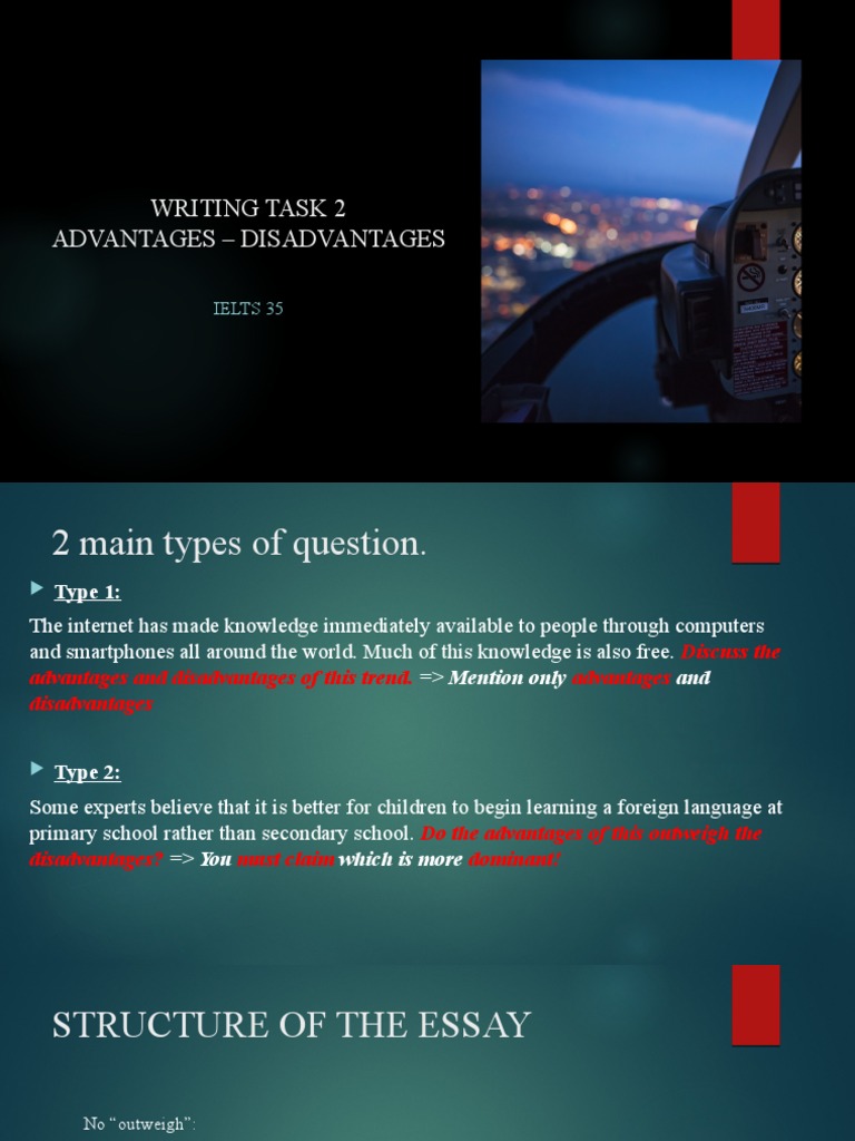Writing Task 2 Advantages - Disadvantages: Ielts 35 | PDF | Sentence ...