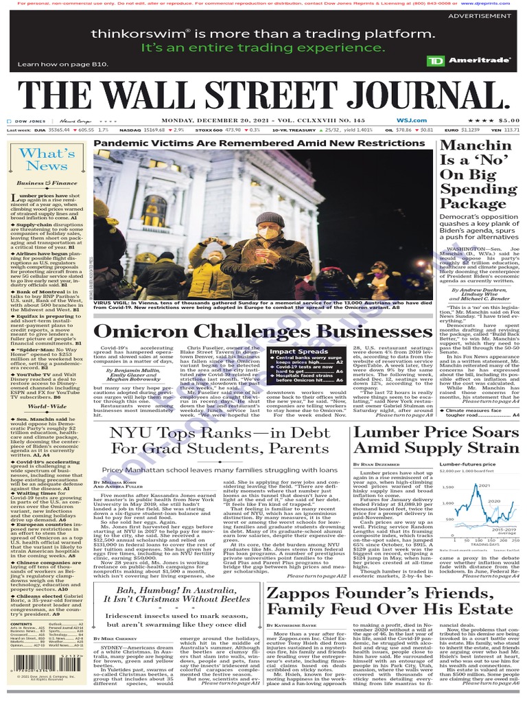 The Wall Street Journal | PDF | Unemployment | Social Science