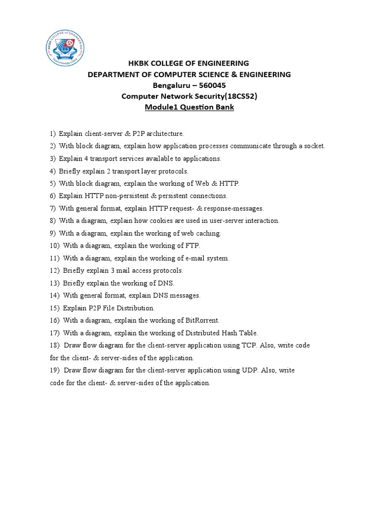 HKBK College of Engineering Department of Computer Science & Engineering Bengaluru - 560045 ...