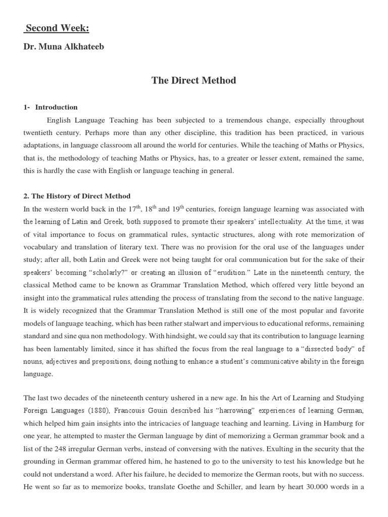 A Comprehensive Overview of the Direct Method for Teaching English as a ...