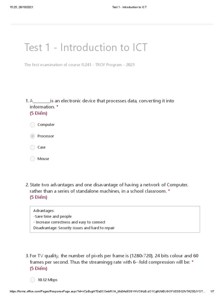 ICT Exam Questions and Answers | PDF | Computer Network | Software