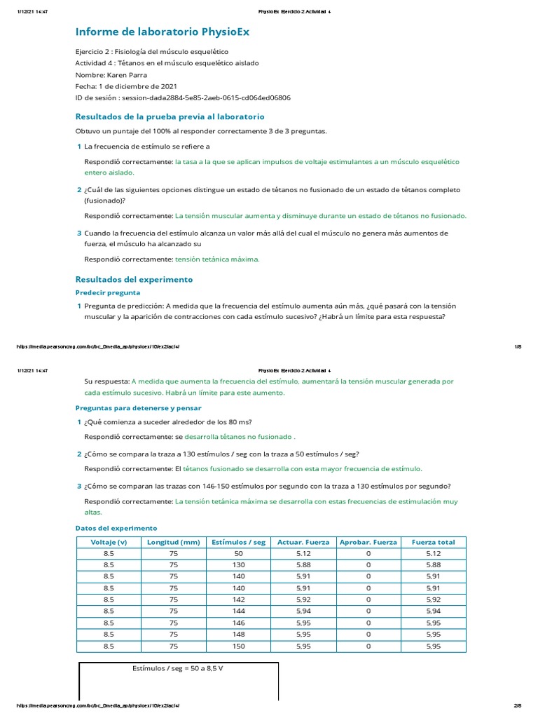 PhysioEx Ejercicio 2 Actividad 4 | PDF | Músculo