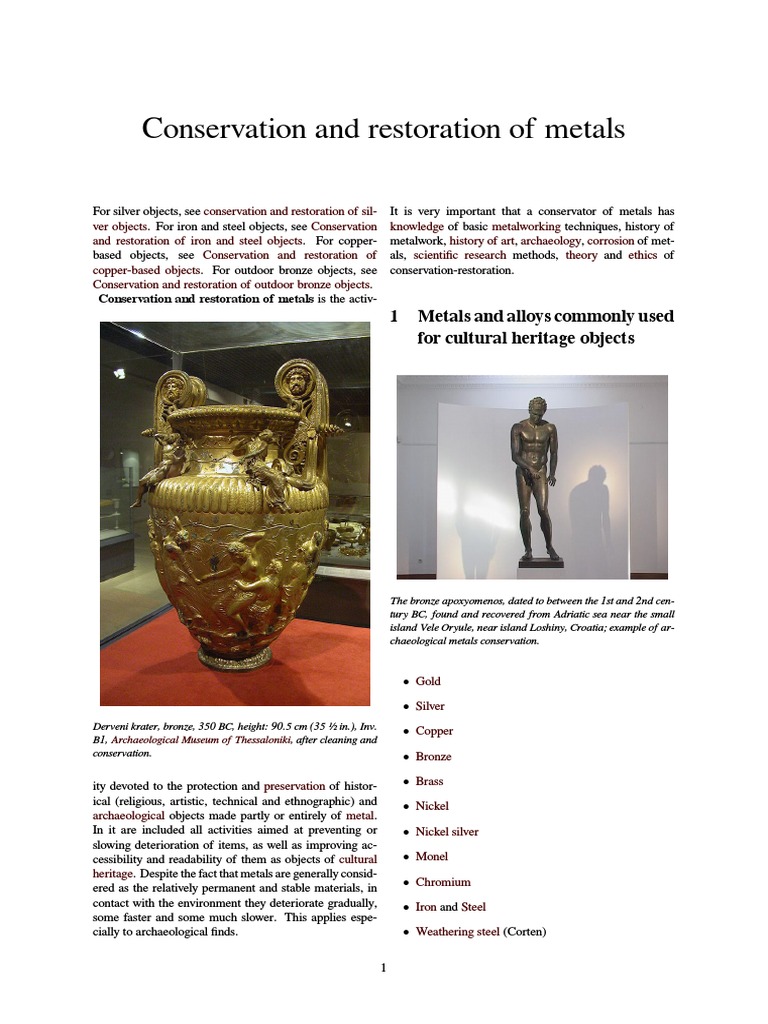 Conservation and Restoration of Metals: 1 Metals and Alloys Commonly ...