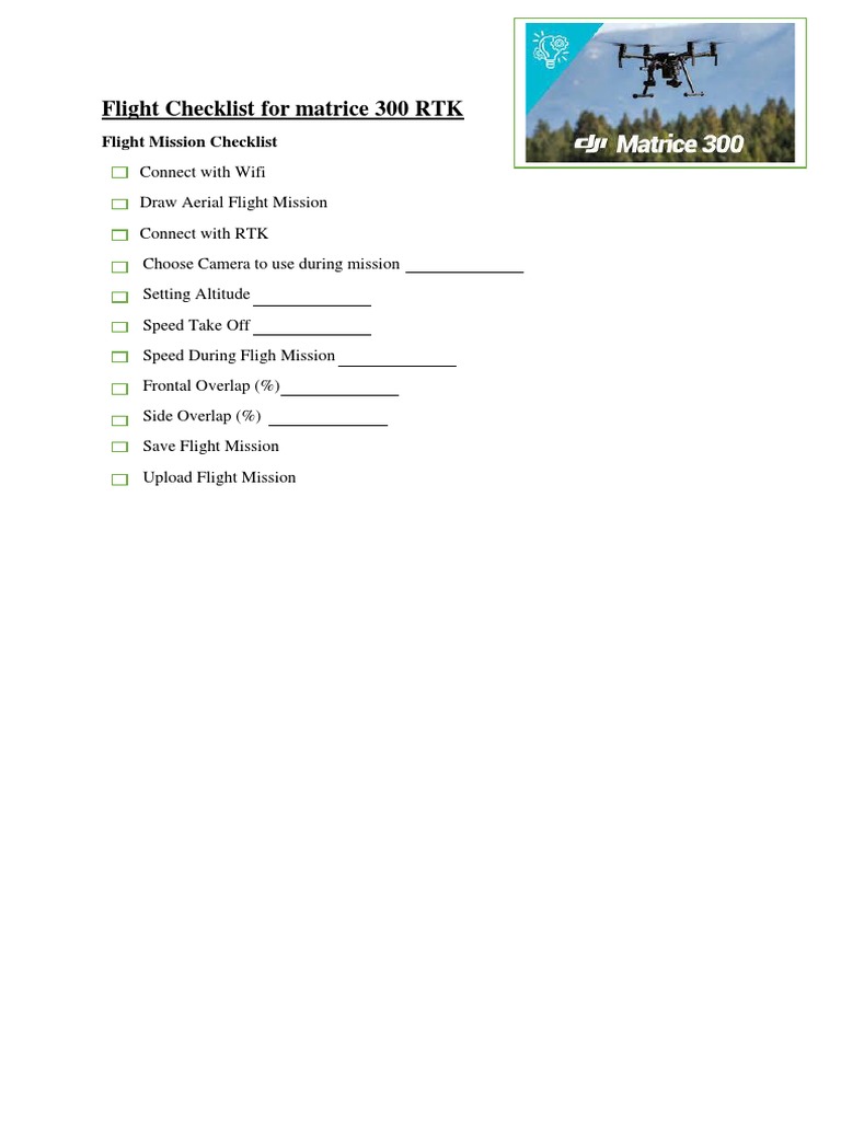 Drone Flight Checklist: Connectivity, Camera, and Flight Parameters for ...