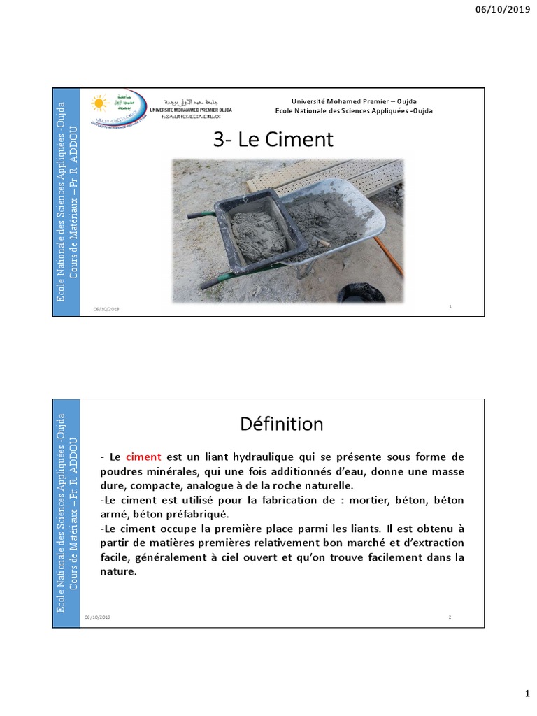 Cours | PDF | Ciment | Matériaux