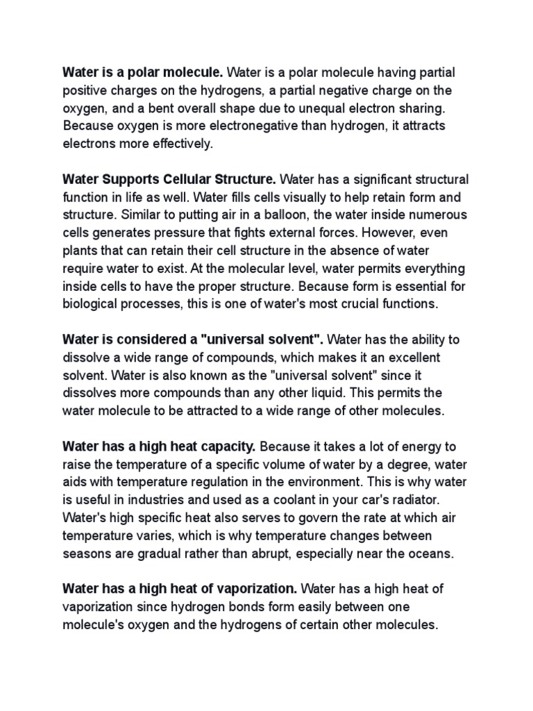 Water Biochemistry | PDF | Water | Liquids