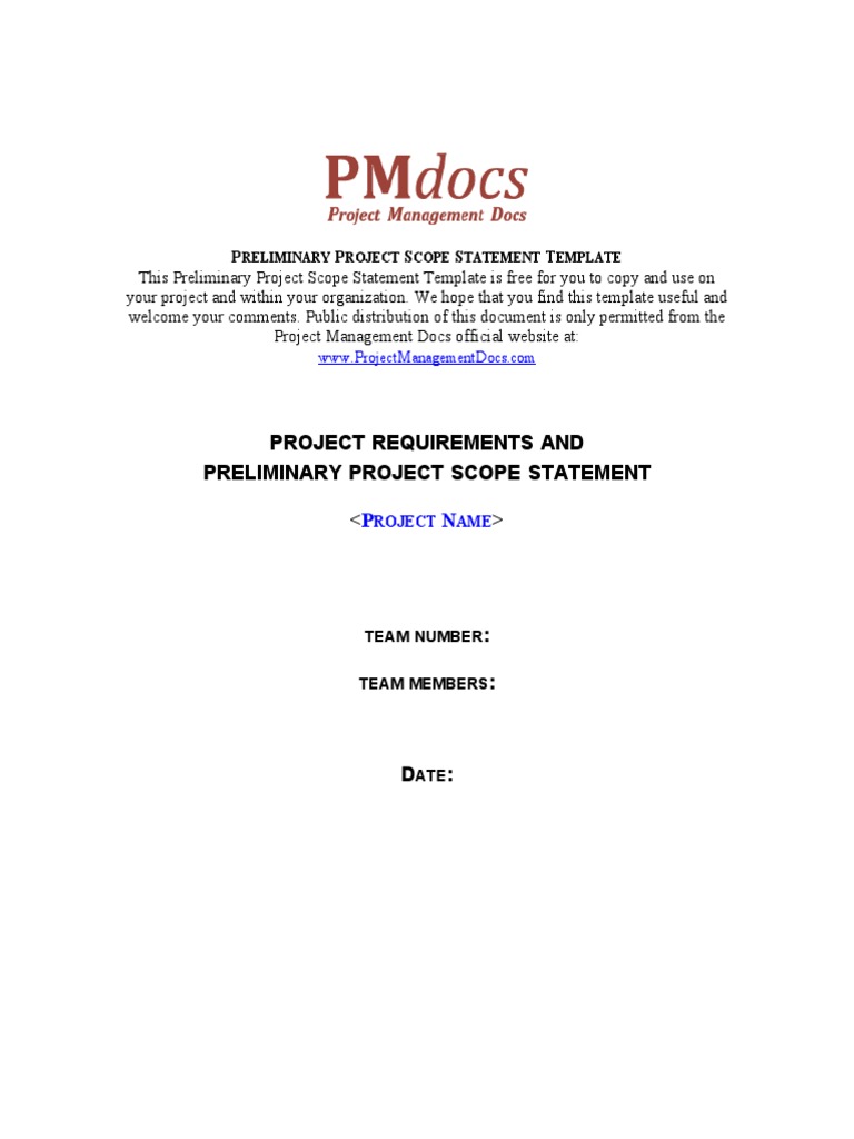 Preliminary Project Reqmts and Scope Template 2020 | PDF | Project ...