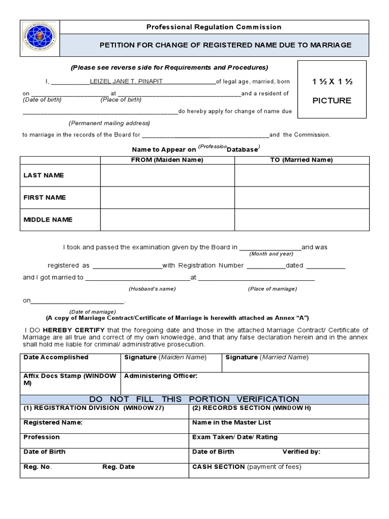 Name Change Petition After Marriage | PDF | Notary Public | Government