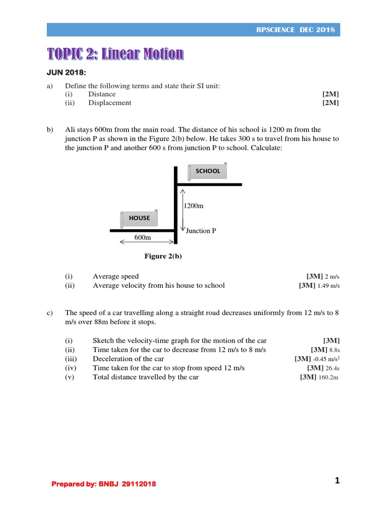 T2 - Linear Motion | PDF | Acceleration | Velocity