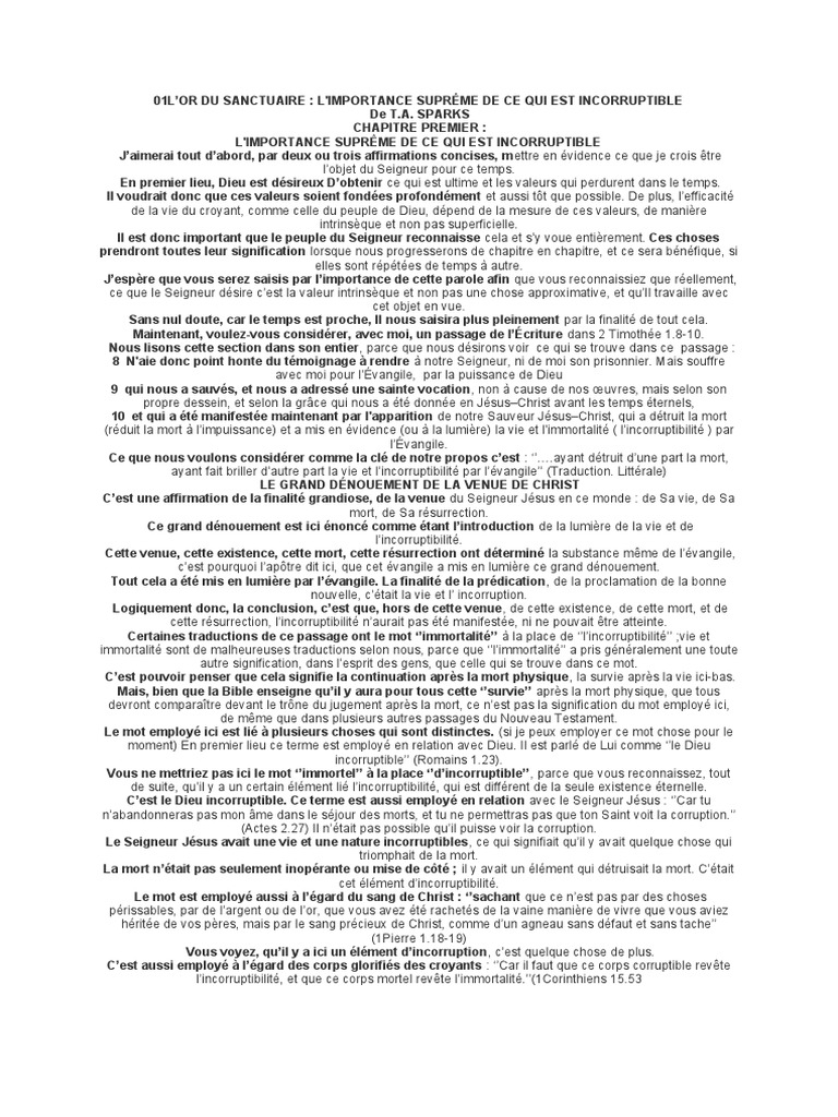 01l'or Du Sanctuaire L'importance Suprême de Ce Qui Est Incorruptible ...