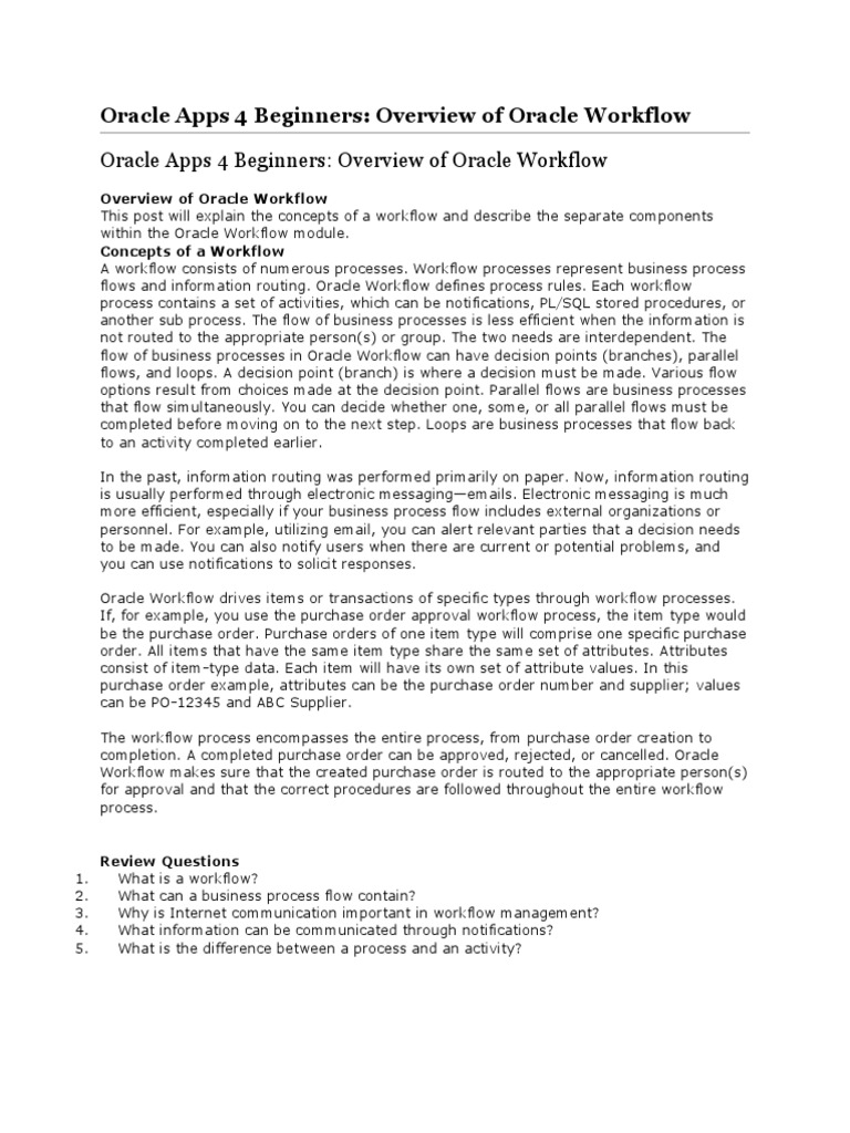 Oracle Apps Workflow Beginners | PDF