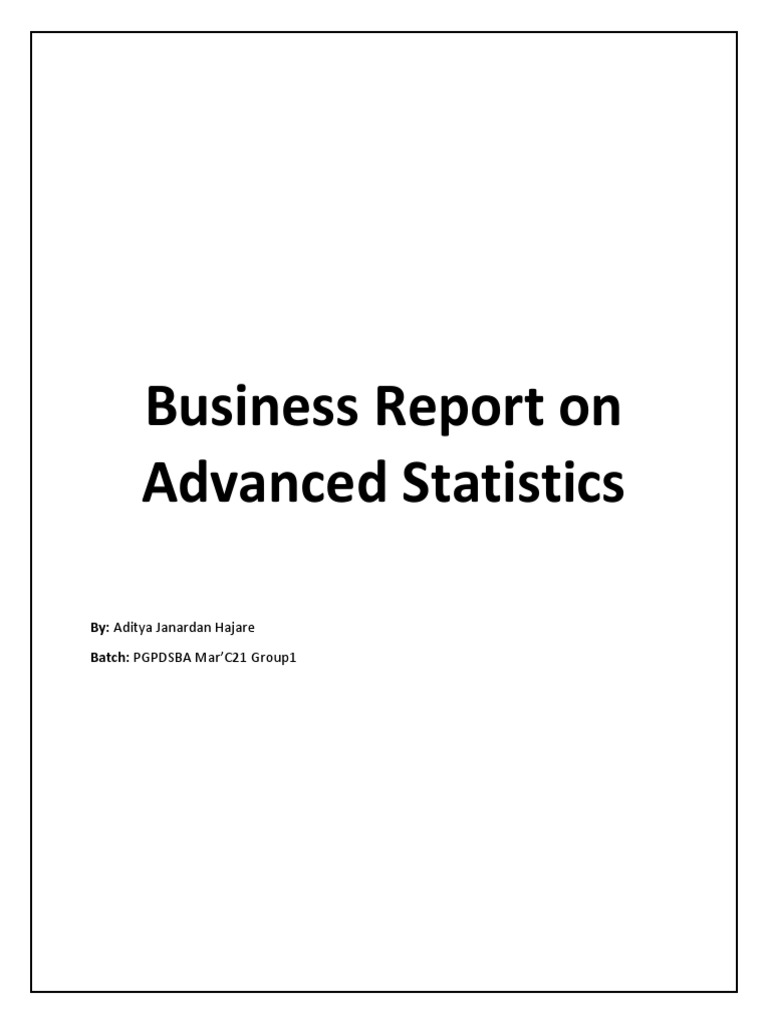 Advanced Statistics Business Report | PDF | Principal Component ...