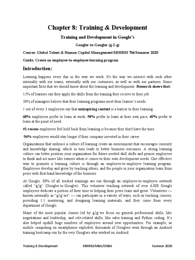 Chapter 8 Training and Development in Google | PDF | Decision Making ...