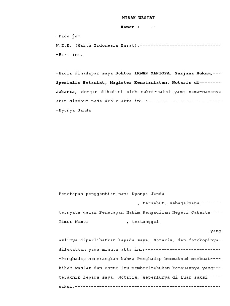 Contoh Hibah Wasiat | PDF