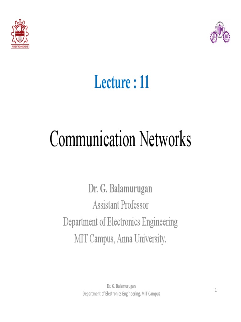 Communication Networks Lecture 11 - Random Access, Controlled Access, Channelization (Read-Only ...