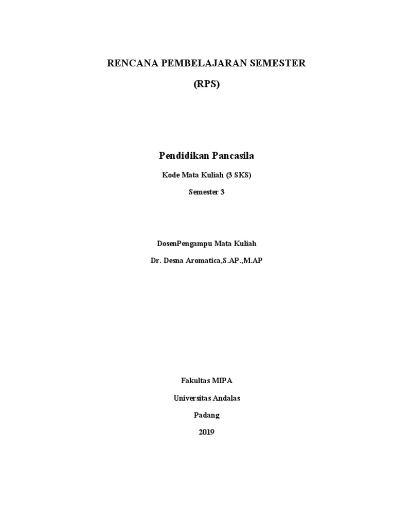 RPS Pancasila | PDF