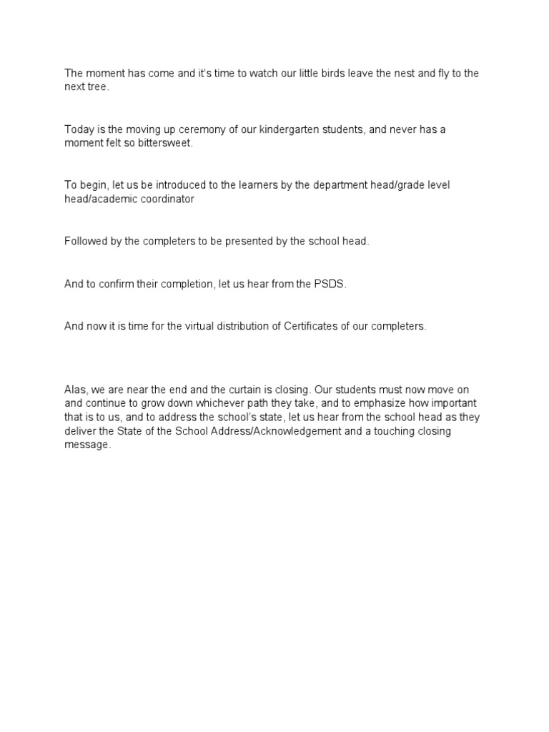 Emcee Script Moving Up | PDF