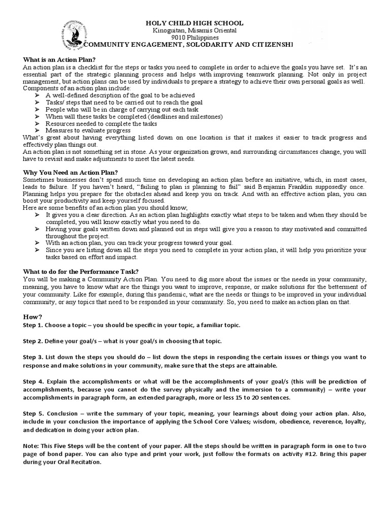 Community Action Plan Guide for Students | PDF | Goal | Psychology