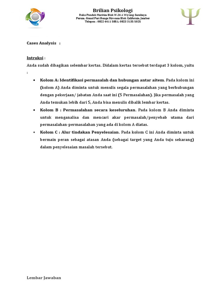 Contoh Soal Assessment Promosi Jabatan | PDF | Karier & Perkembangan ...